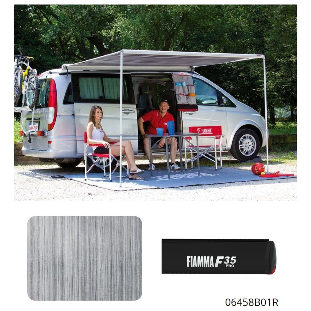 Fiamma F35 Pro 250 Awning Deep Black Case Royal Grey Fabric Campervan ...