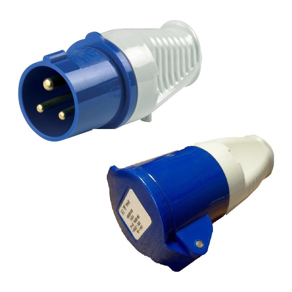 16 AMP 240V Blue Plug and Socket IP44 Caravan Motorhome Site Hook Up L ...