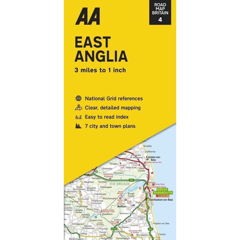 AA East Anglia Road Map 9780749582838 — UK Camping And Leisure