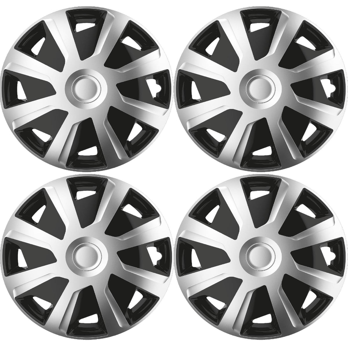 4 x 15" Alloy Look Black & Silver Deep Dish Motorhome Wheel Trims Hub ...