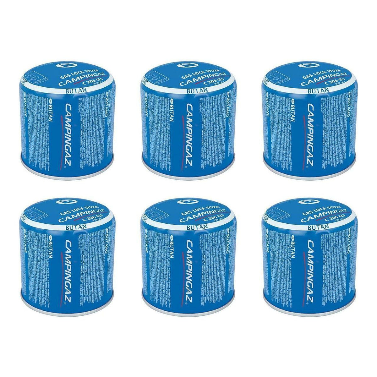 6x Campingaz C206 Butane Gas Cartridge Lock System 190g Camping Outdoo ...