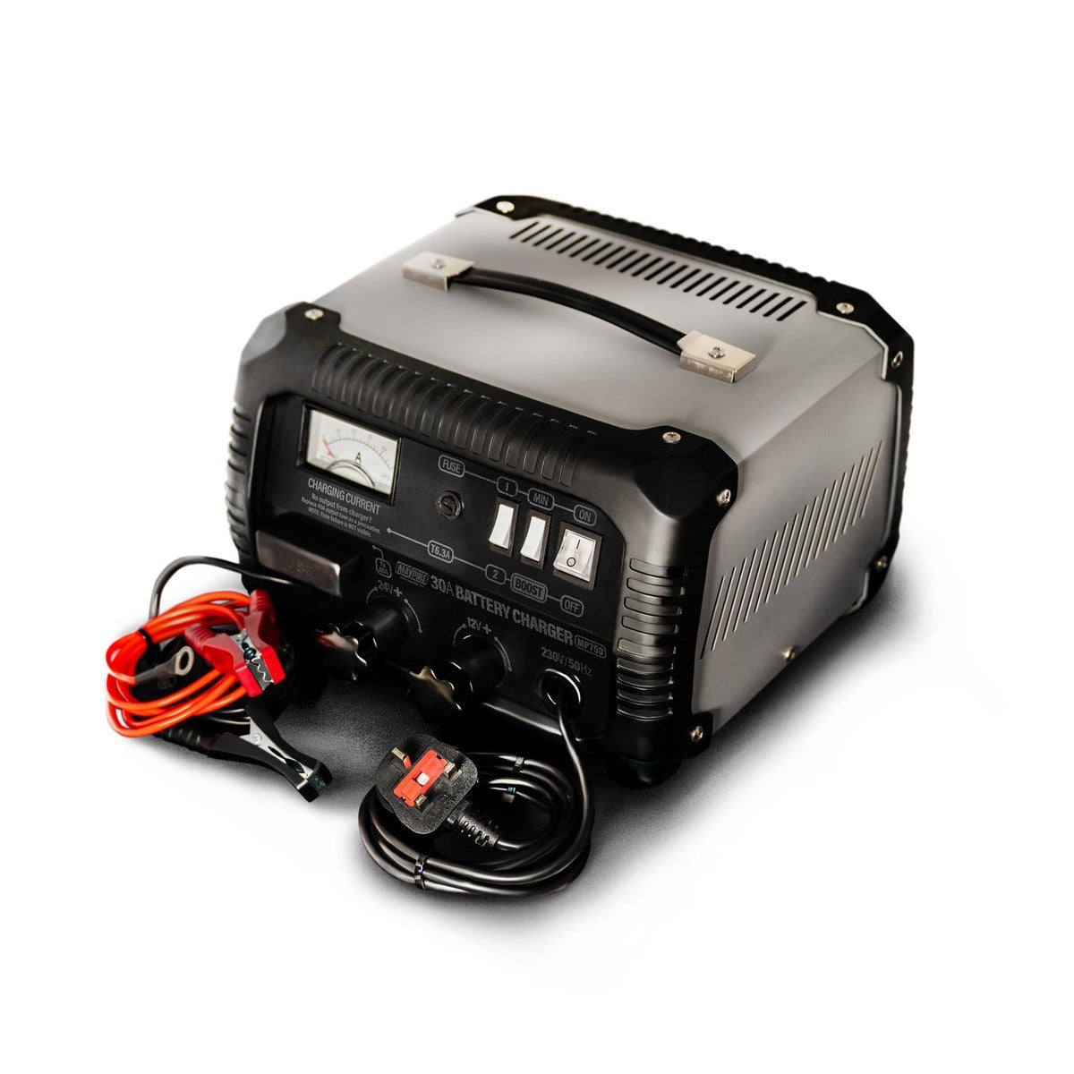 Maypole Heavy Duty Steel 30 Amp 12V/24V Car Van Tractor Battery Charge ...