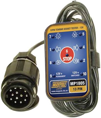 Maypole 13 Pin Caravan Towing 12V Vehicles Towbar Socket Tester Cable ...