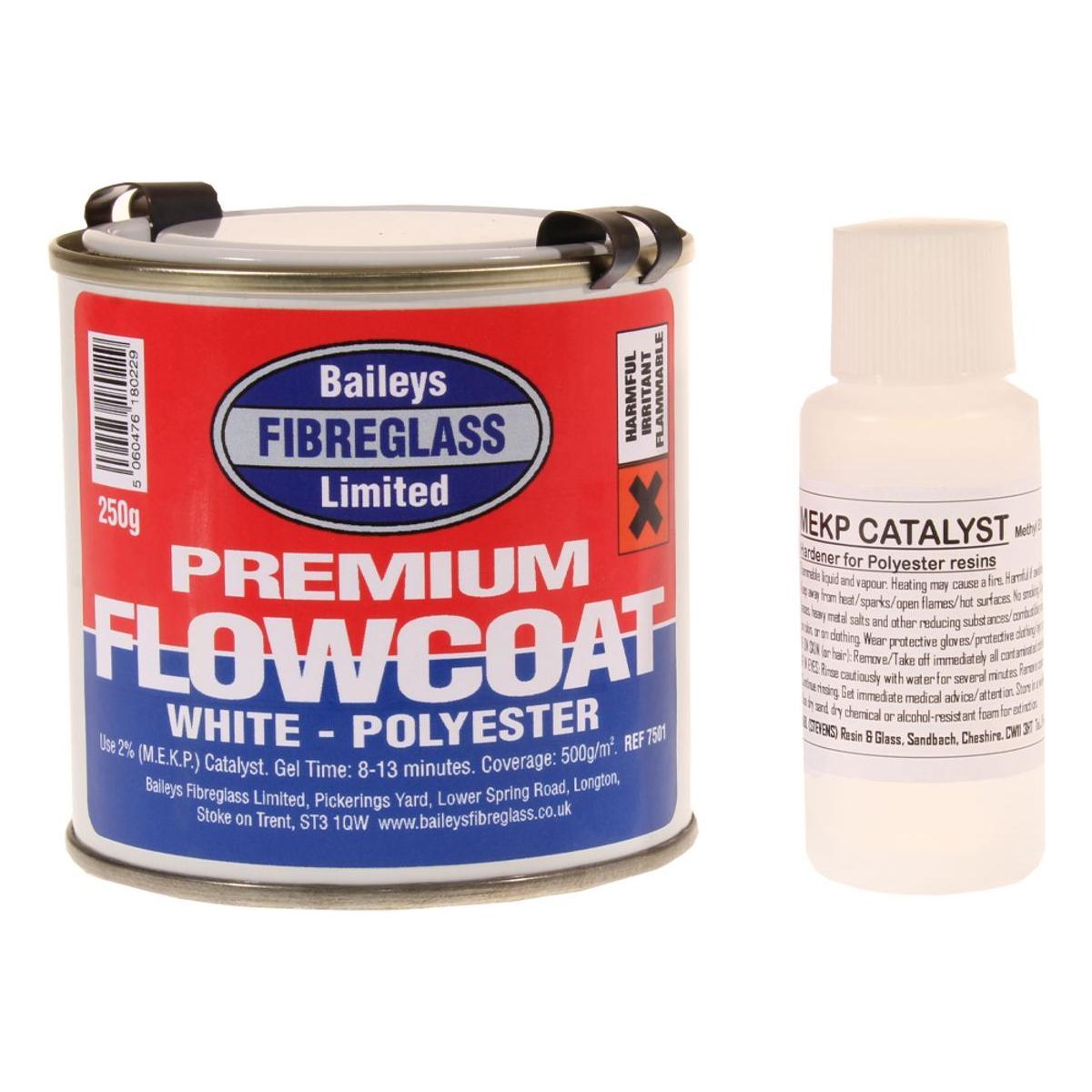 Baileys Fibreglass Flowcoat / Topcoat Brilliant White 250g for Glossy ...