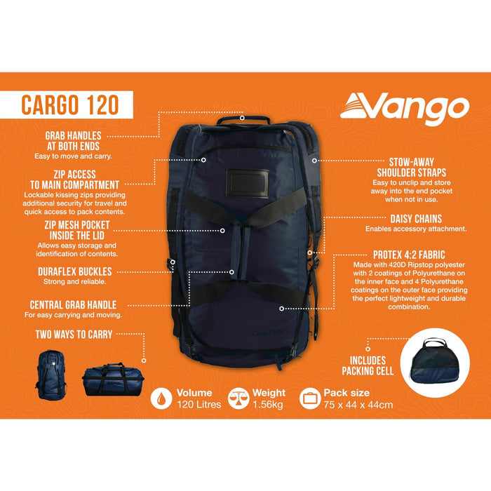 Vango Cargo 120 Rucksack Moonlit Ocean (Blue) — UK Camping And Leisure