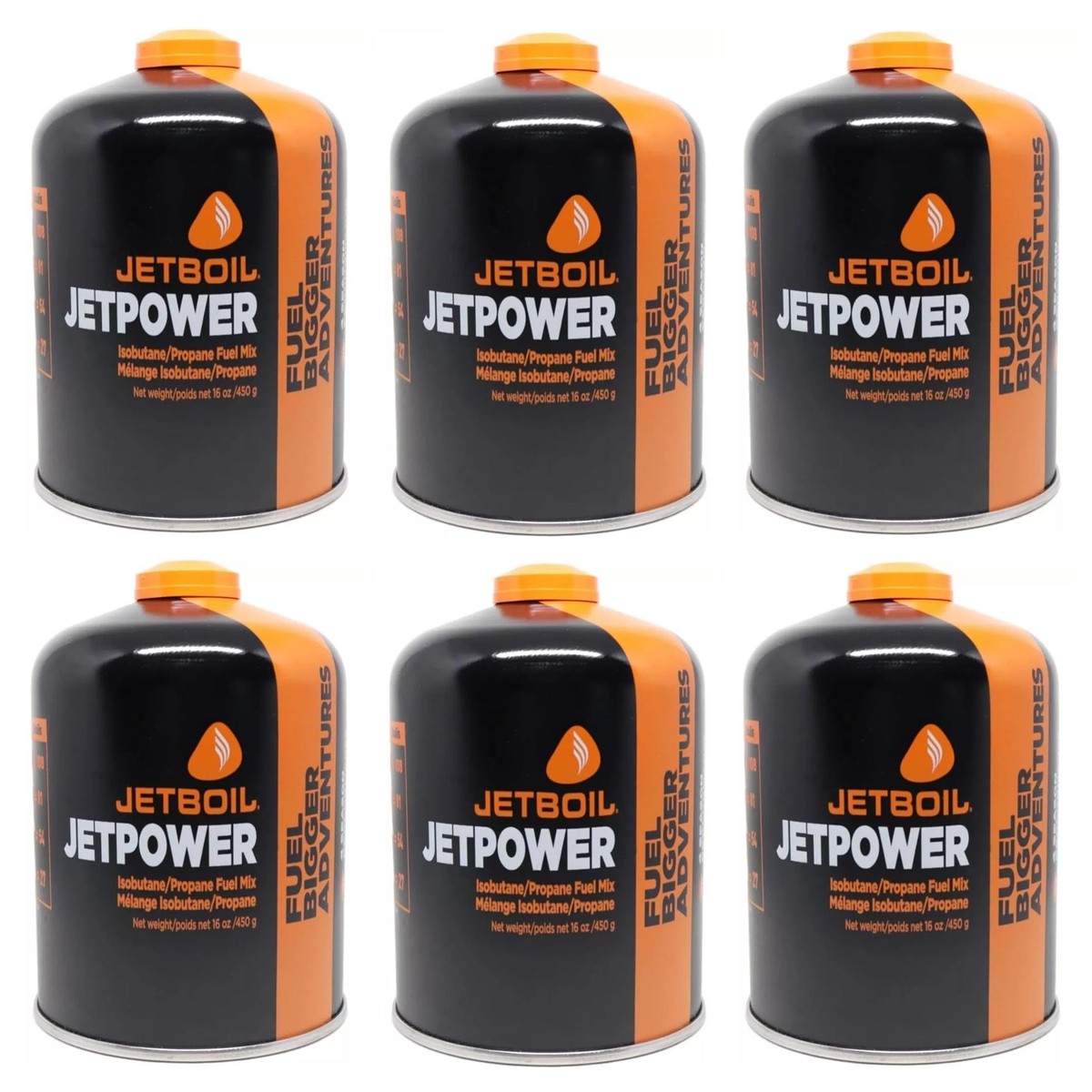 6x Jetboil JetPower Butane Gas Fuel 450g Canister — UK Camping And Leisure