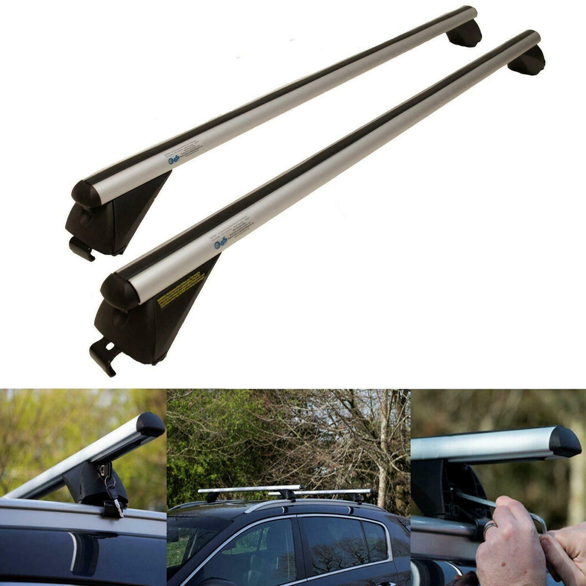 M-Way 1.35m 90kg Locking Aluminium Car Roof Bars Cross for Profile Flu ...