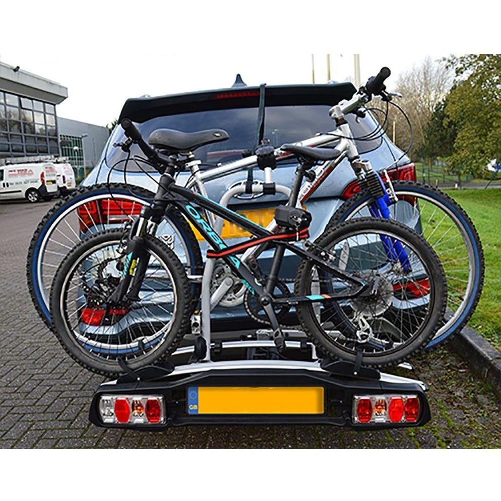 M-Way Towball Mounted Car Rear Tow Bar Cycle Holder 2 Bike Carriers wi ...