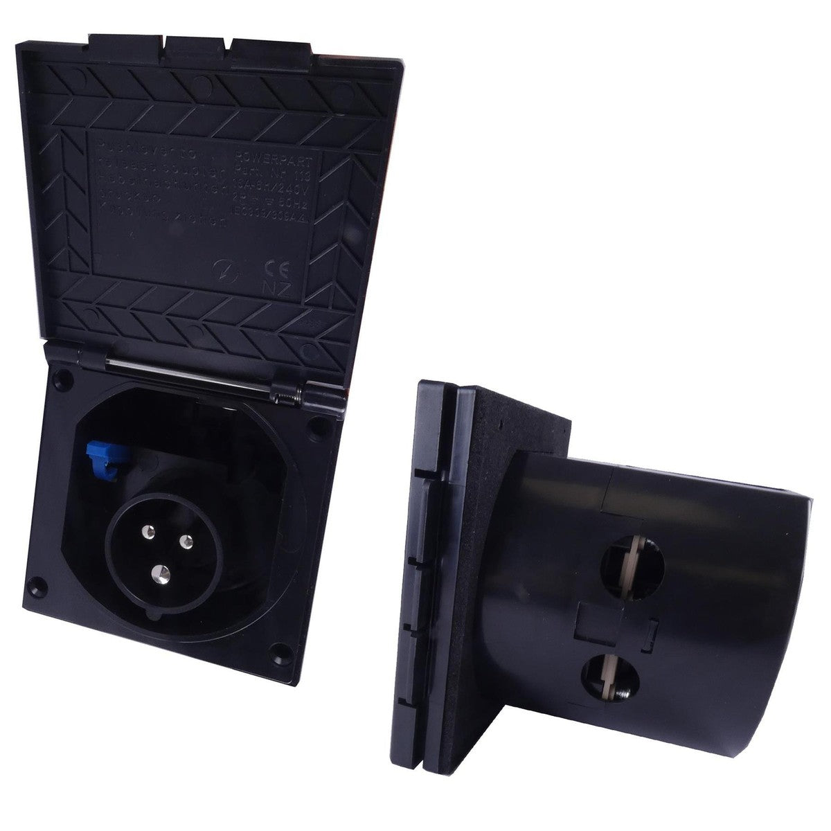 Mains 230V 16A Flush Hook Up Socket Caravan Motorhome Camper Van RV Bl ...