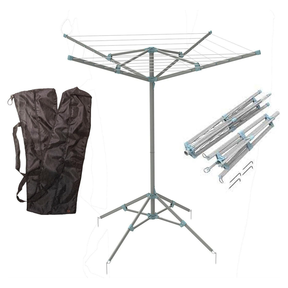 Portable 4 Arm Aluminium Clothes Line Camping Caravan Washing Airer Dr ...