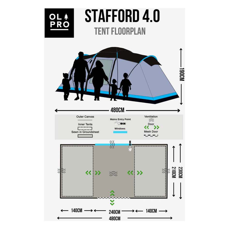 Olpro The Stafford Poled 2 Person Tent — UK Camping And Leisure