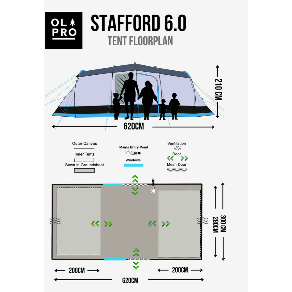 Olpro The Stafford Poled 2 Person Tent — UK Camping And Leisure