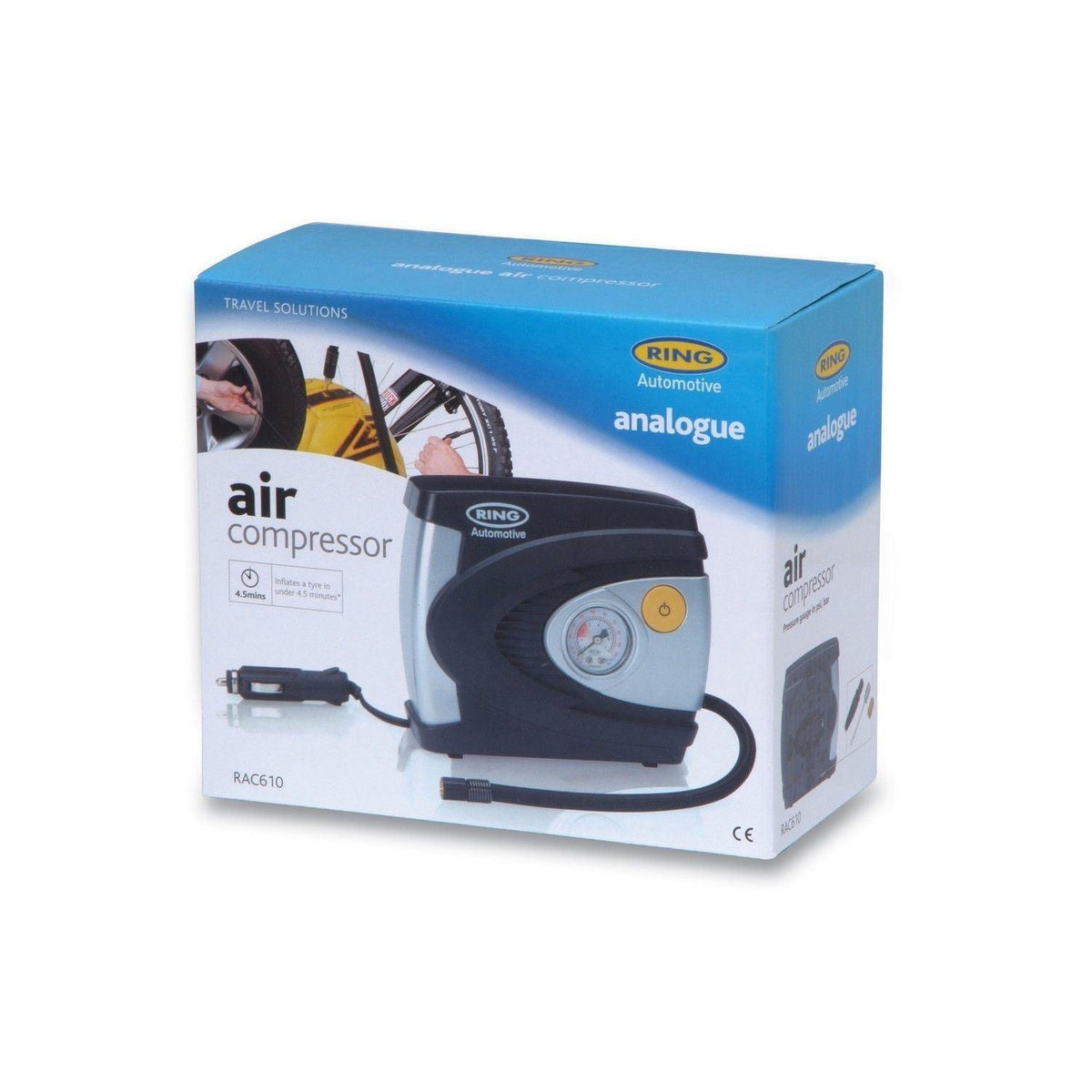 New Ring Rac610 12V Analogue Air Compressor Wheel Tyre Inflator Pump P ...