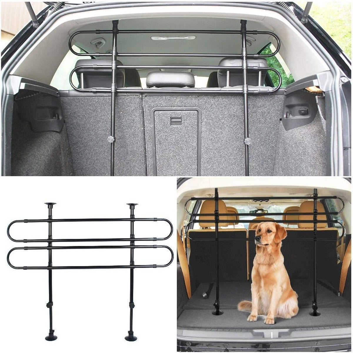 Universal Pet Dog Guard Car Estate Van Adjustable In Black Tube Bars ...